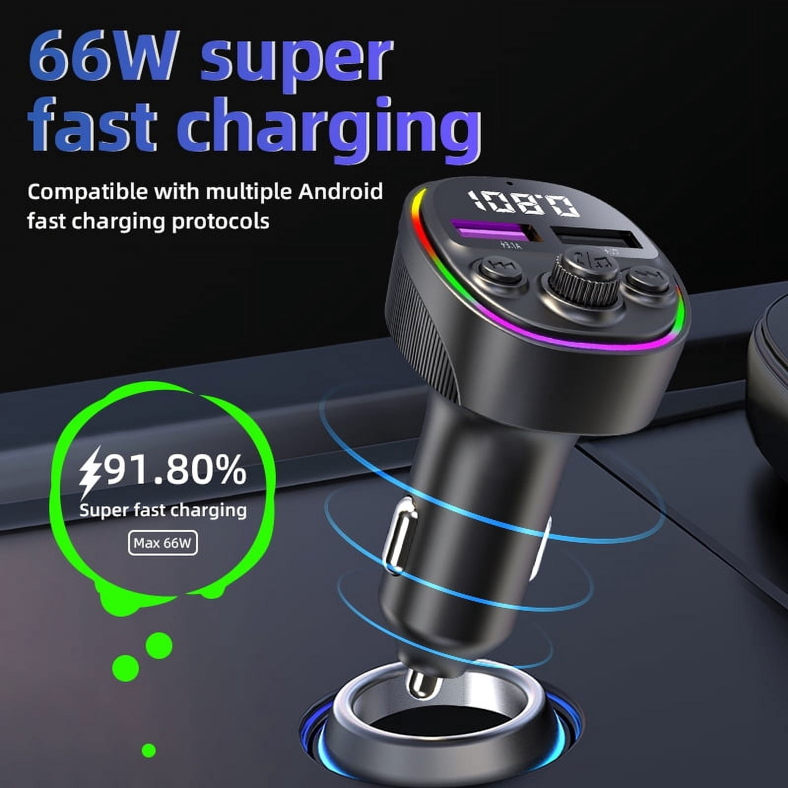 Bluetooth 5.0 FM Transmitter for Car, 66W Fast Charging, Bluetooth Car ...