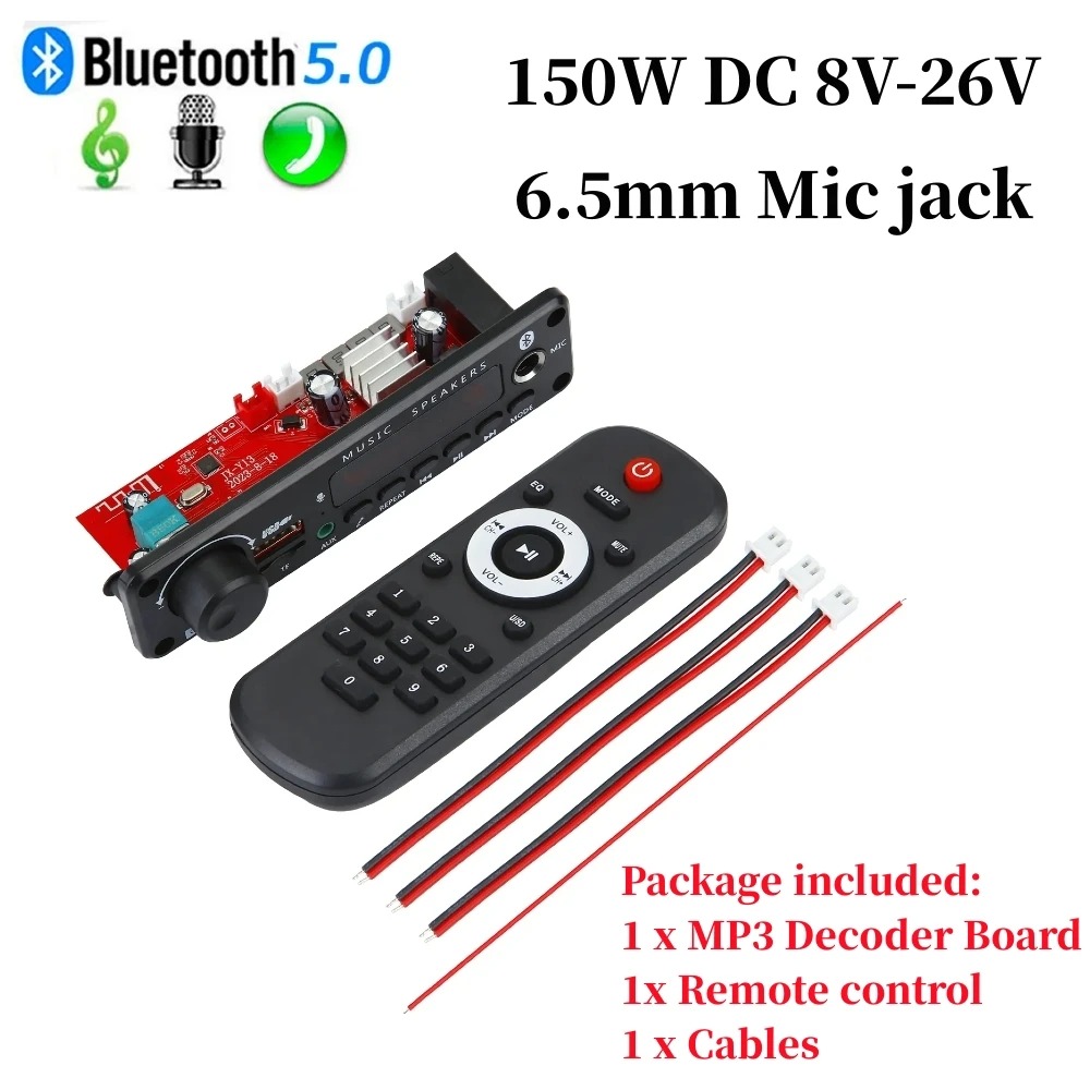 Bluetooth 5.0 MP3 Decoder Board 75W 150W Amplifier Audio Player 12V DIY ...