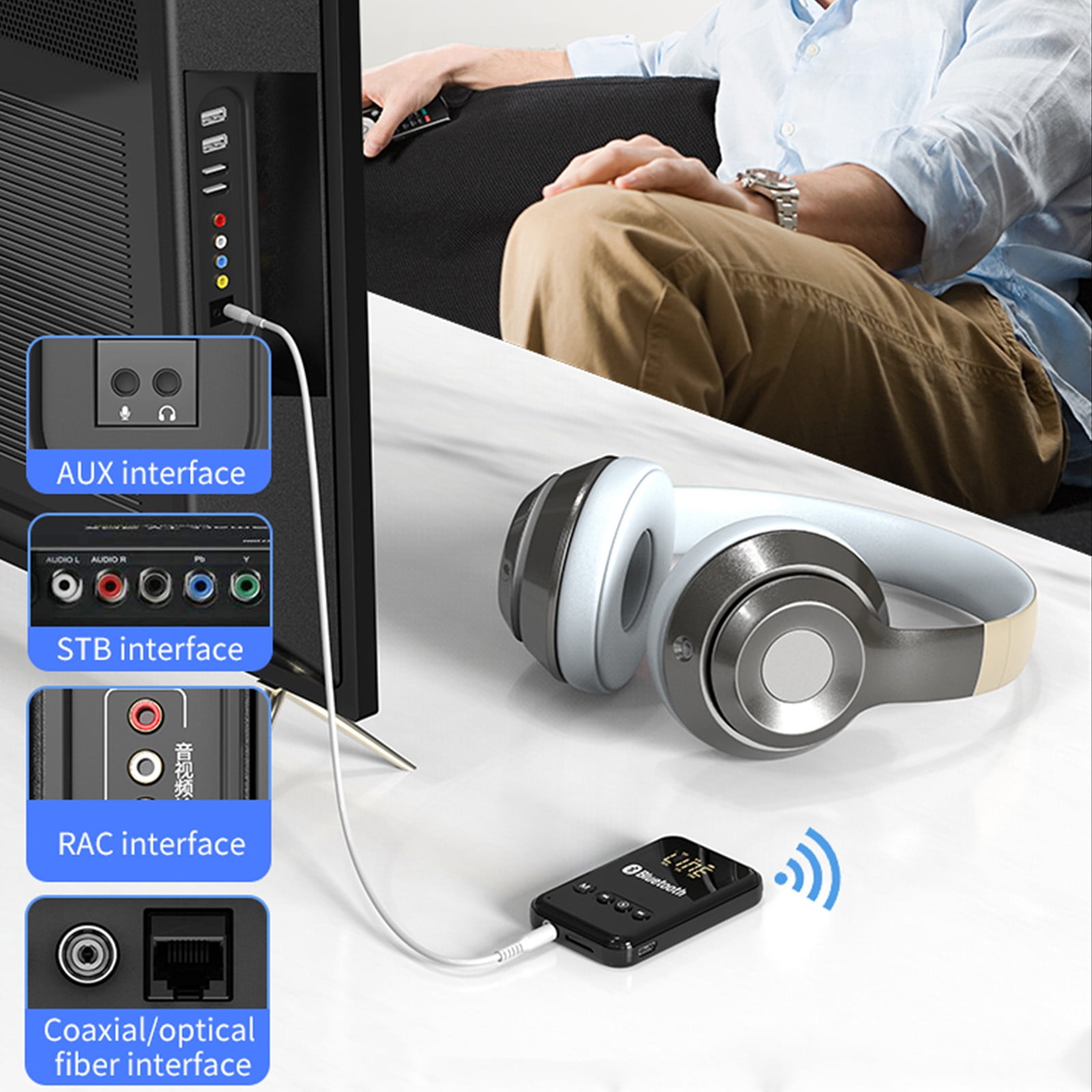 Bluetooth 5.0 Receiver Transmitter Two-in-one Adapter Computer Video ...