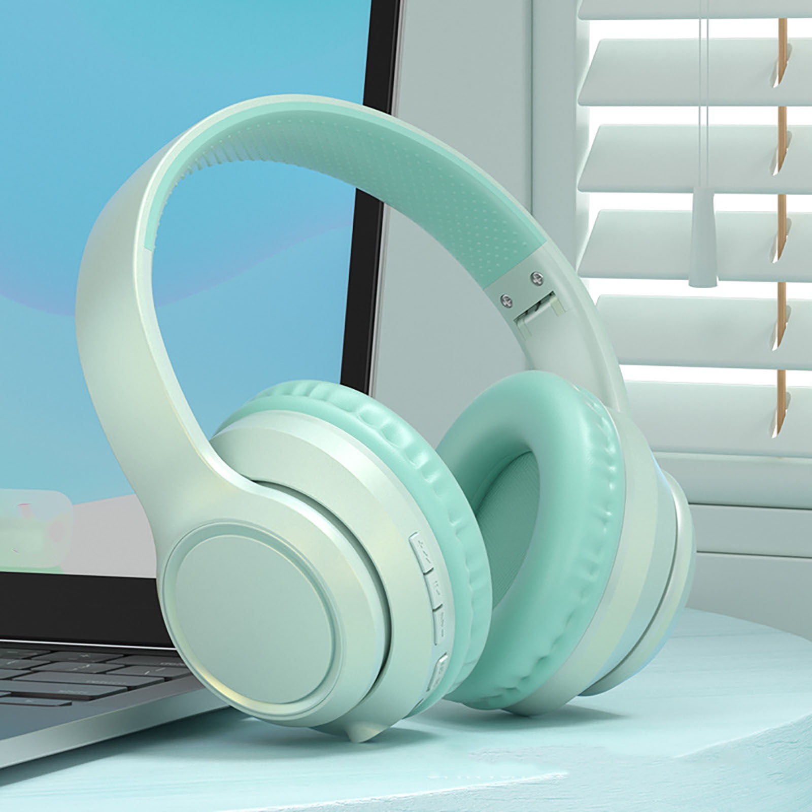 Bluetooth 5.0 Subwoofer Head-Mounted Foldable Headphones - Built-in Mic ...