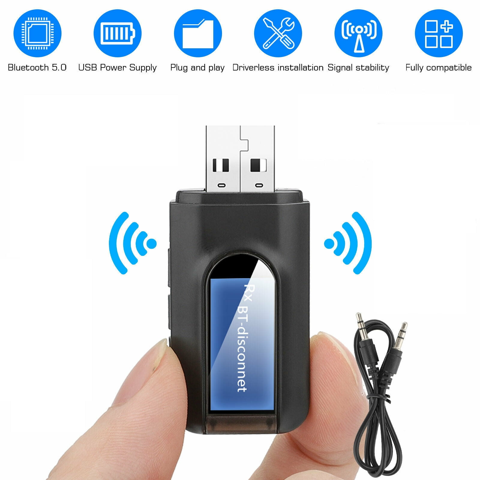 Bluetooth 5.0 Transmitter and Receiver with LCD Display, 3 in 1 USB ...