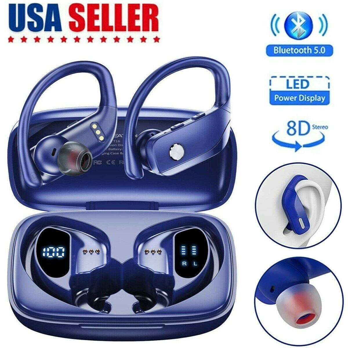 Bluetooth 5.0 True Wireless Earbuds With Mic Headphones Earhook Sport Waterproof - Walmart.com