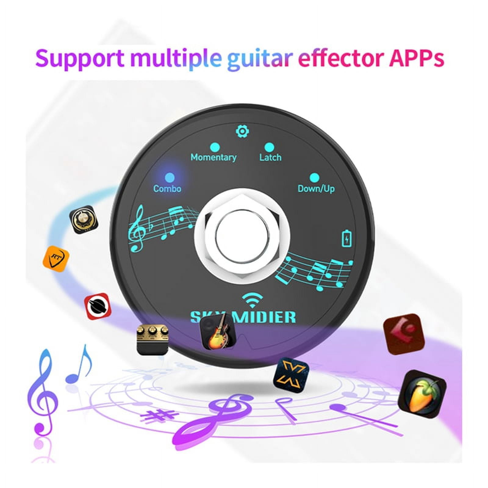 Bluetooth 5.1 Wireless MIDI Controller Rechargeable Portable MIDI Foot ...
