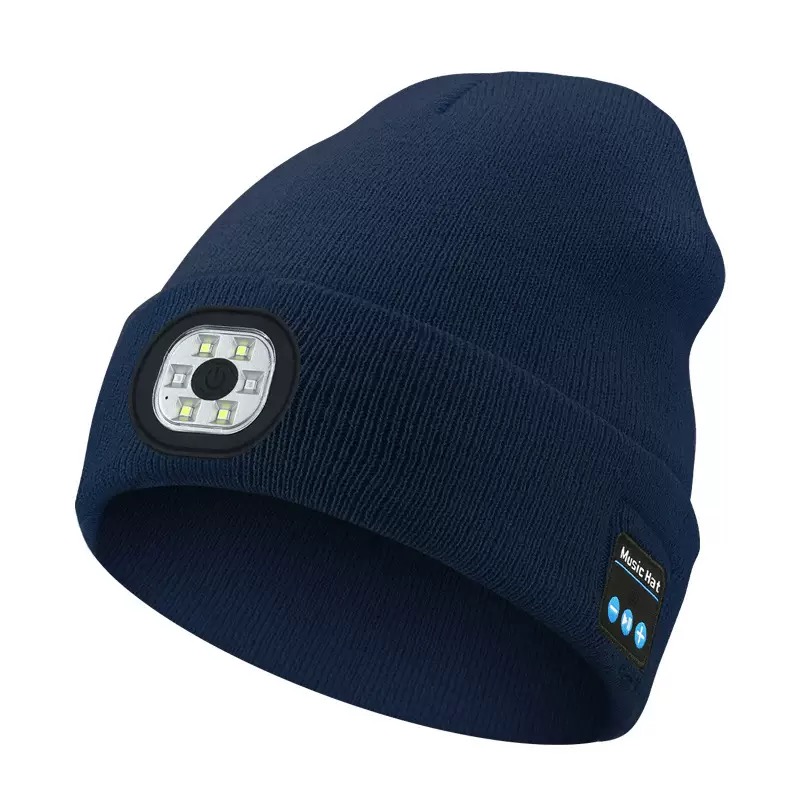 Bluetooth 5.3 Beanie Soft Hats with 6 LED Light Headlamp Cap with ...