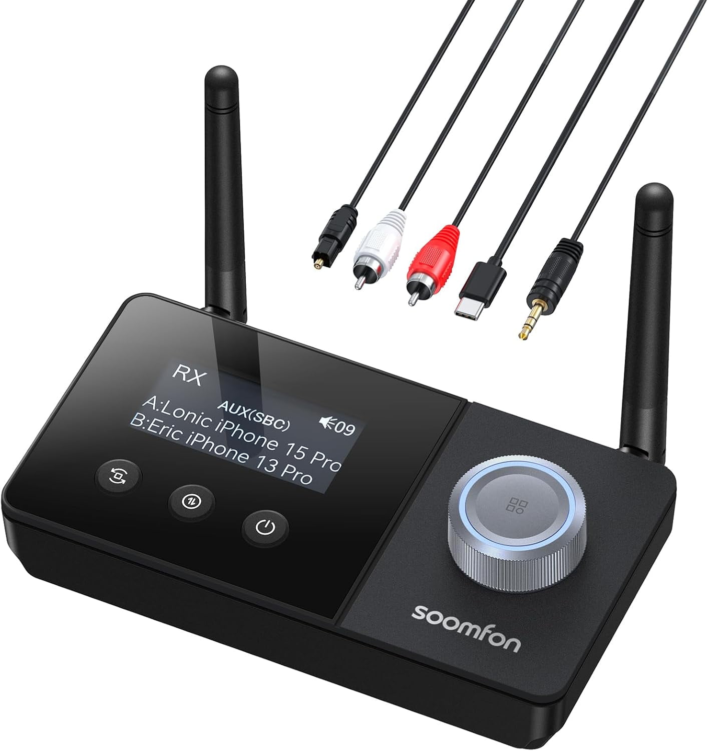 Bluetooth 5.3 Dual Antenna Transmitter for TV 3-in-1 Audio Adapter with ...