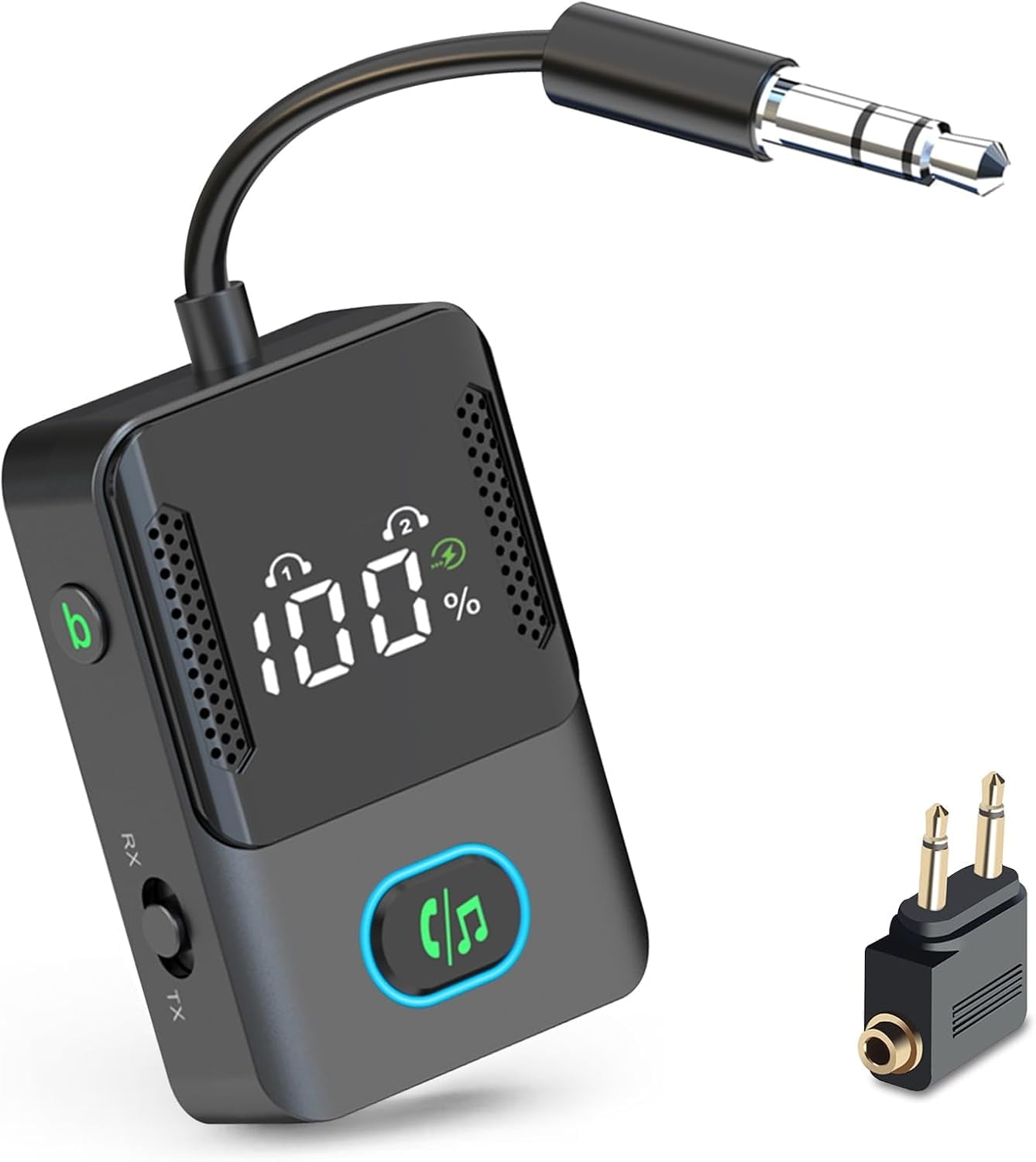 Bluetooth 5.3 Transmitter Receiver for TV/Airplane to 2 Wireless ...