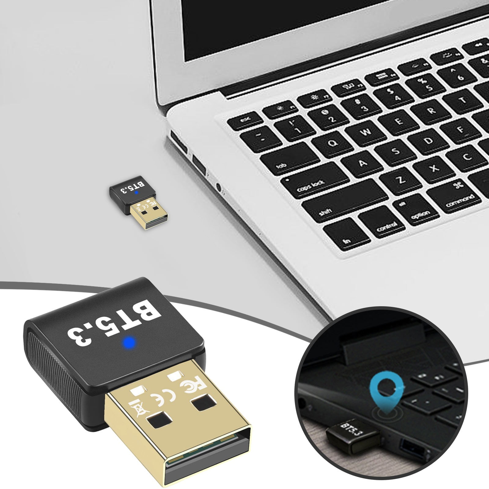 Bluetooth 5.3 USB Adapter for Desktop PC, Plug & Play Mini Dongle ...