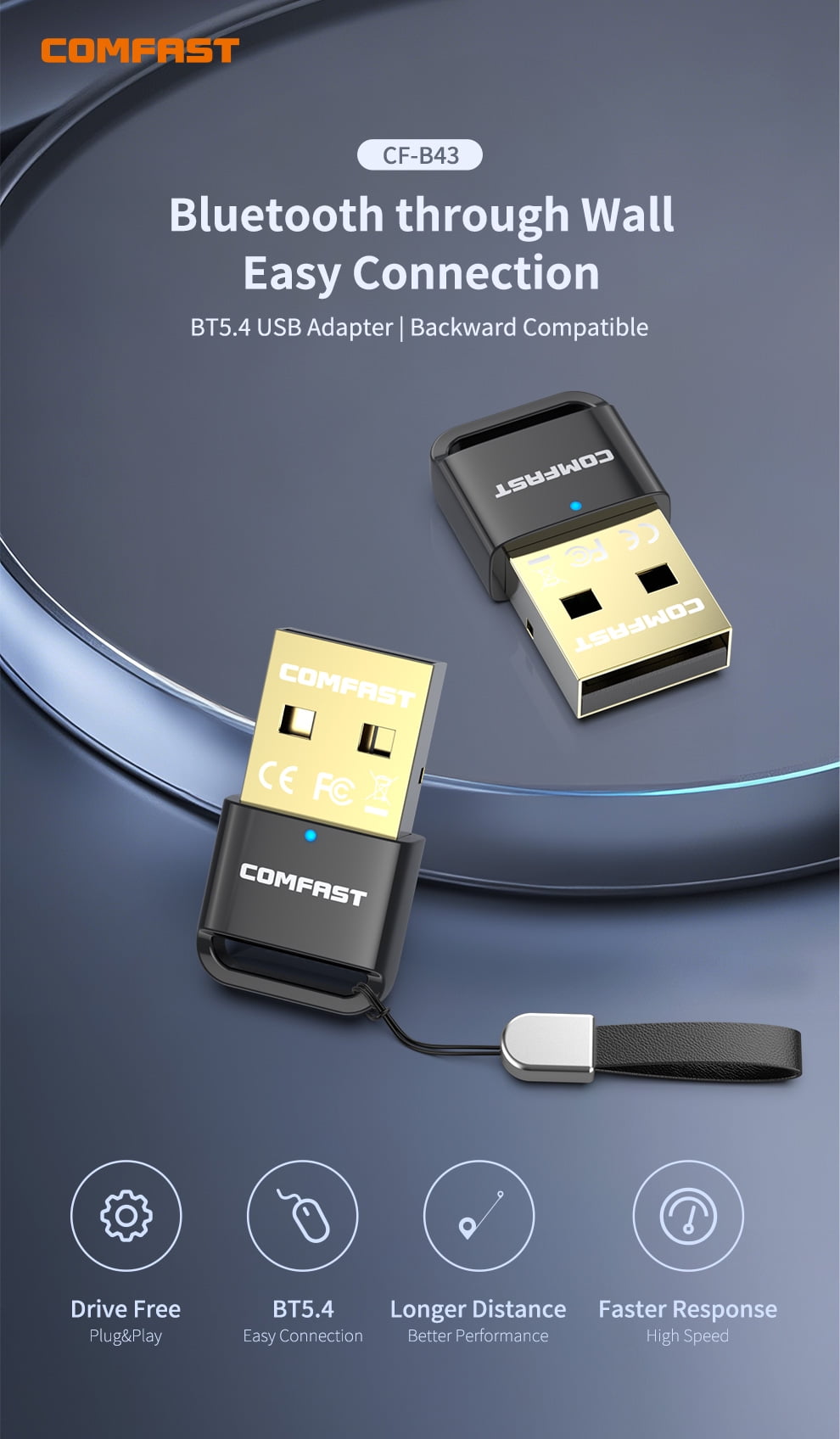 Bluetooth 5.4 Adapter Adaptador Cle USB Bluetooth 5.3 Dongle for PC ...