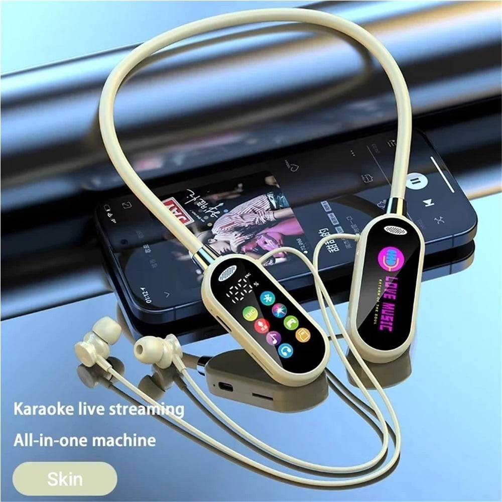 Bluetooth 5.4 Neck-Hanging Earphone LED Display HiFi Sound Earbuds ...
