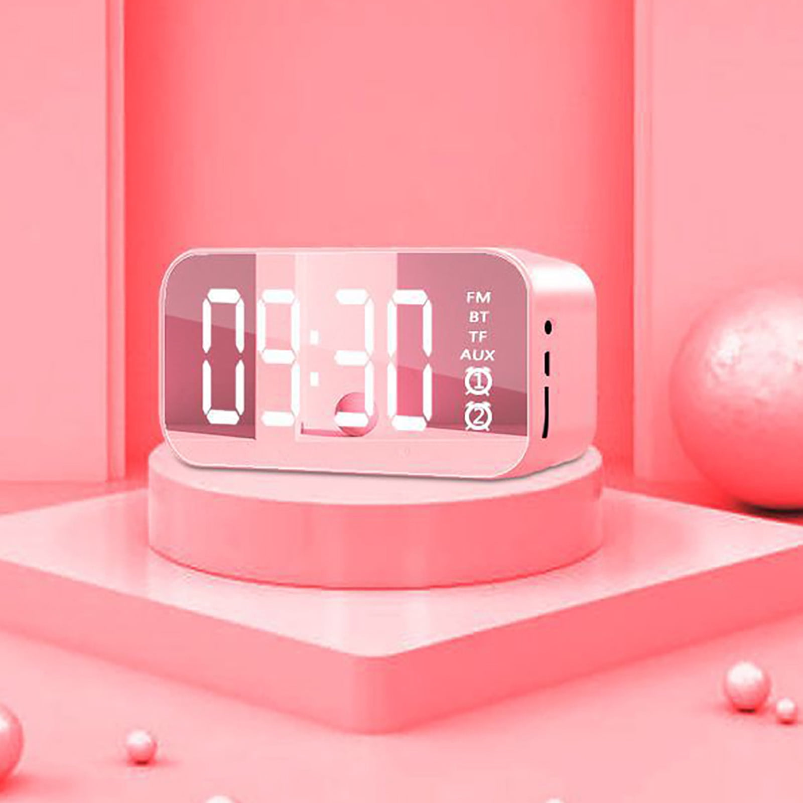 Bluetooth Alarm Clock Speaker, Wireless Subwoofer Mirror, LED Display ...