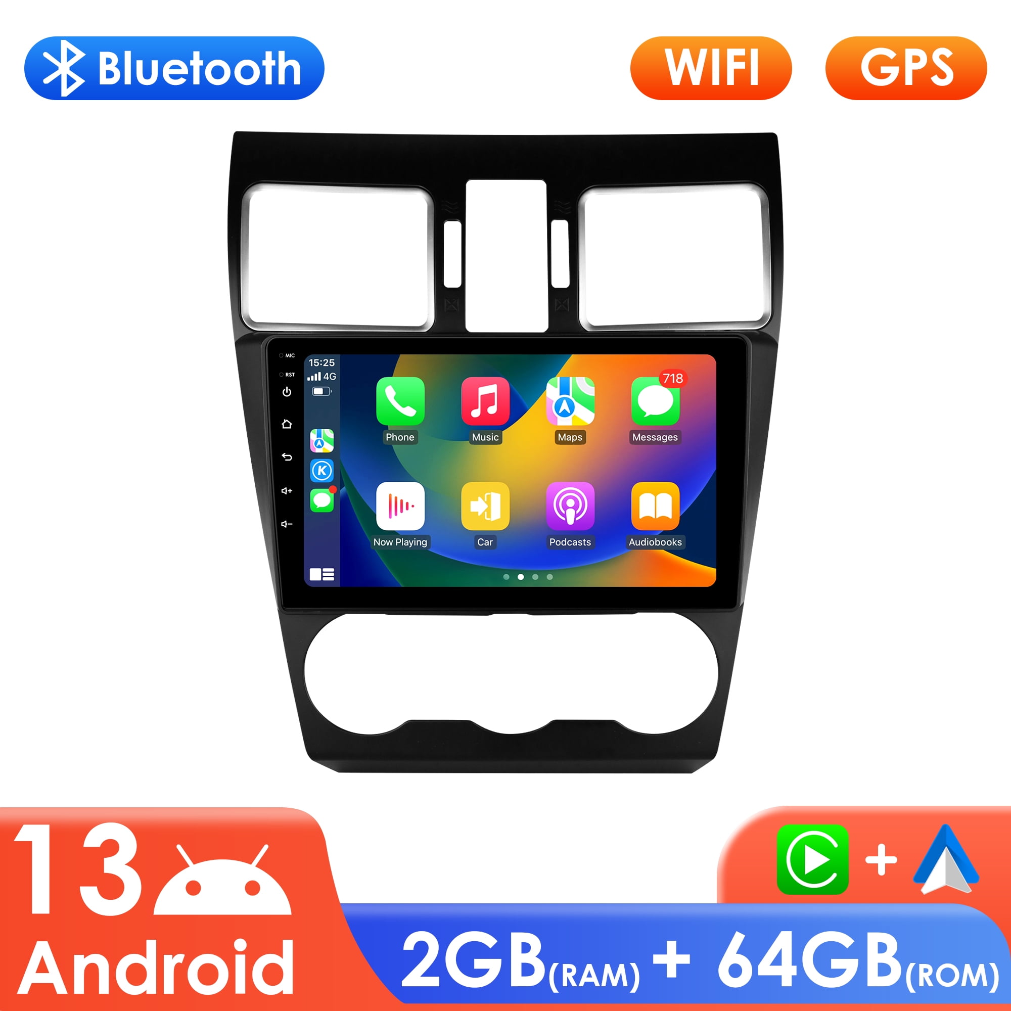 Bluetooth Android 13 Apple CarPlay 2+64GB Wifi AUX Car Stereo Radio ...