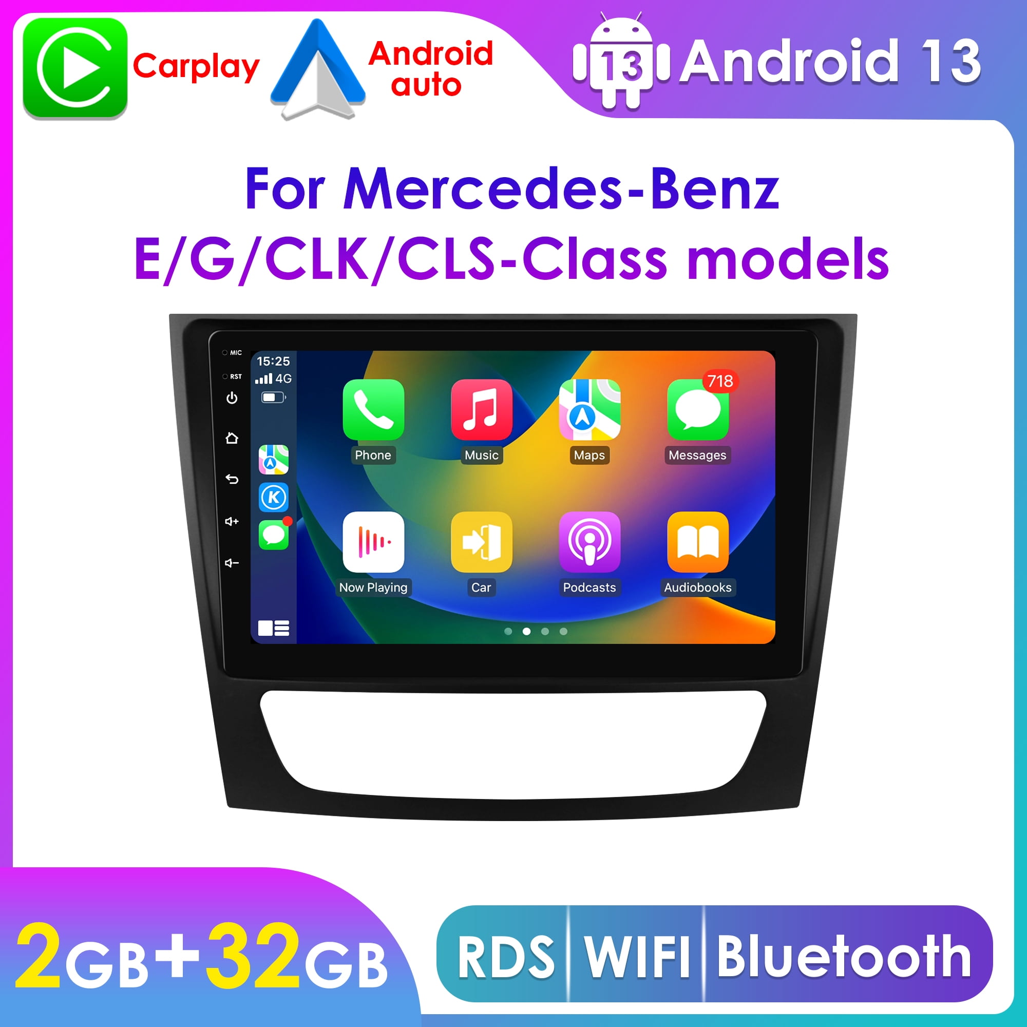 Bluetooth Android 13 Apple Carplay 2+32GB Wifi RDS 9" Touch Screen Car ...