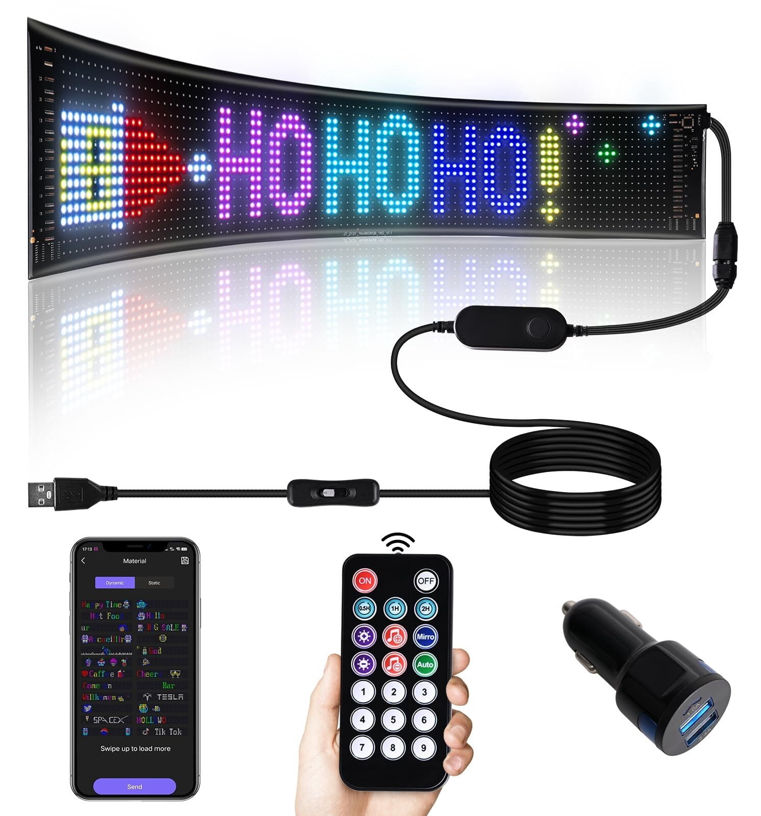 Bluetooth App Control LED Car Sign,Custom Text Pattern Animation ...