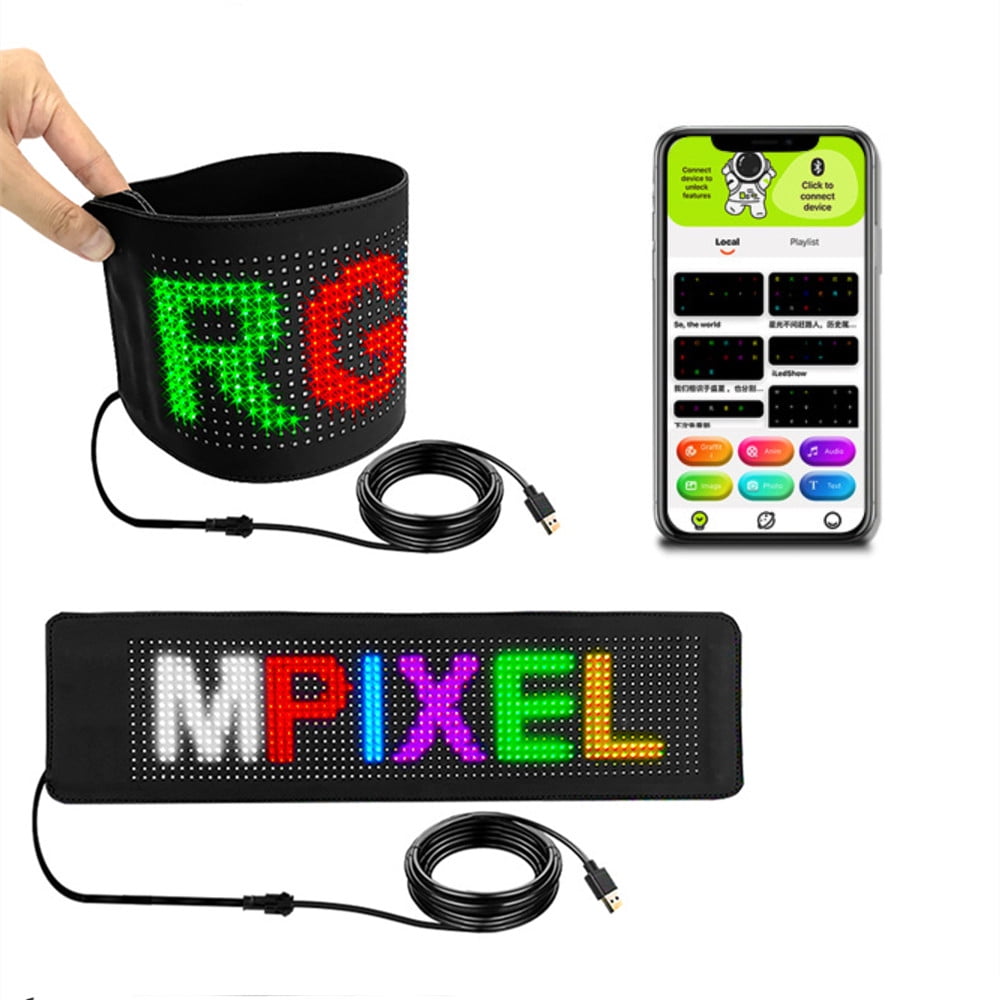 Bluetooth App Control LED Sign, Flexible USB 5V LED Car Signs ...