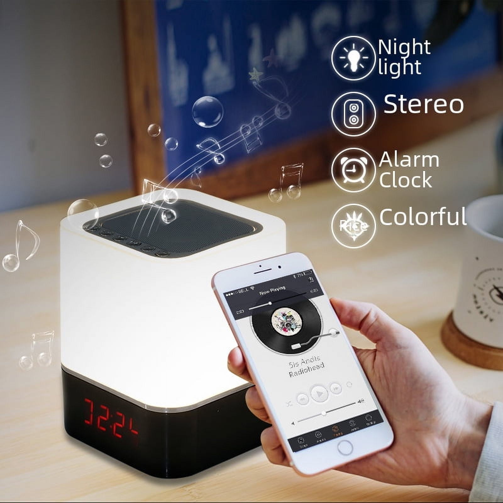 Bluetooth Audio Desk Lamp Clock with Speaker - Compact Design - Walmart.com