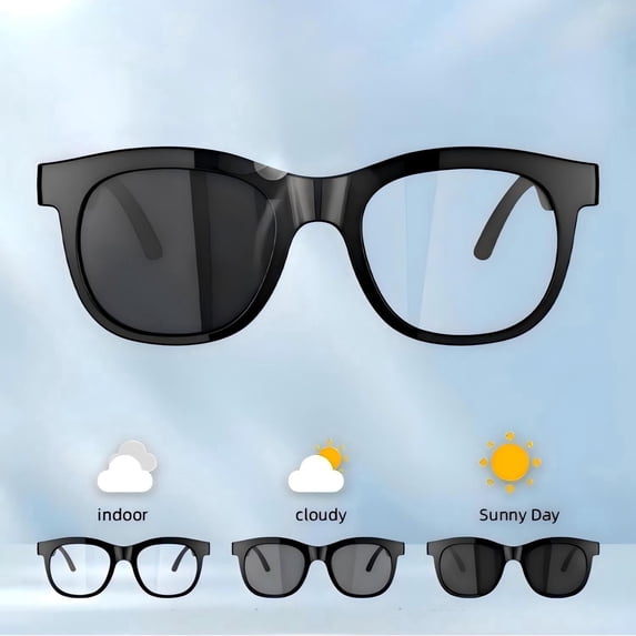 Bluetooth Audio Smart Glasses with FM Radio Color-Change Lens Blue ...