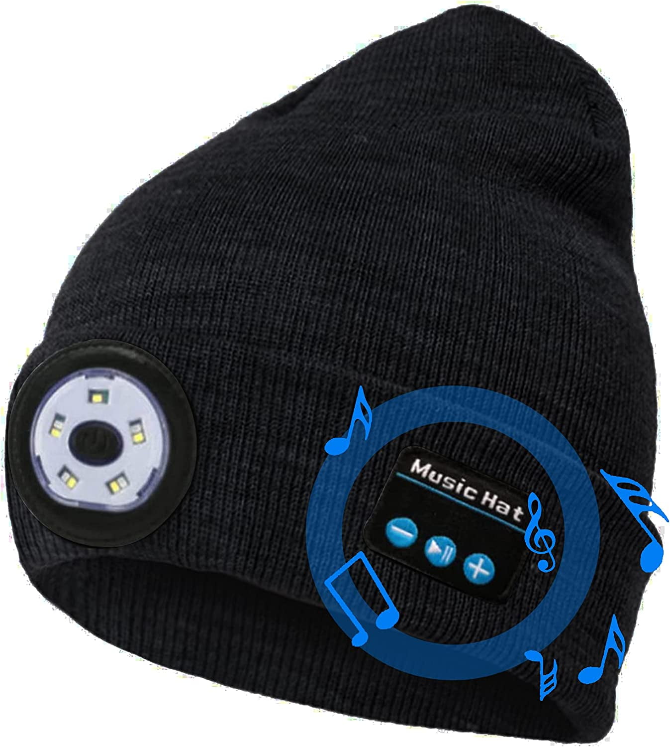 Bluetooth Beanie Hat with Light, USB Rechargeable Music Winter Hat ...
