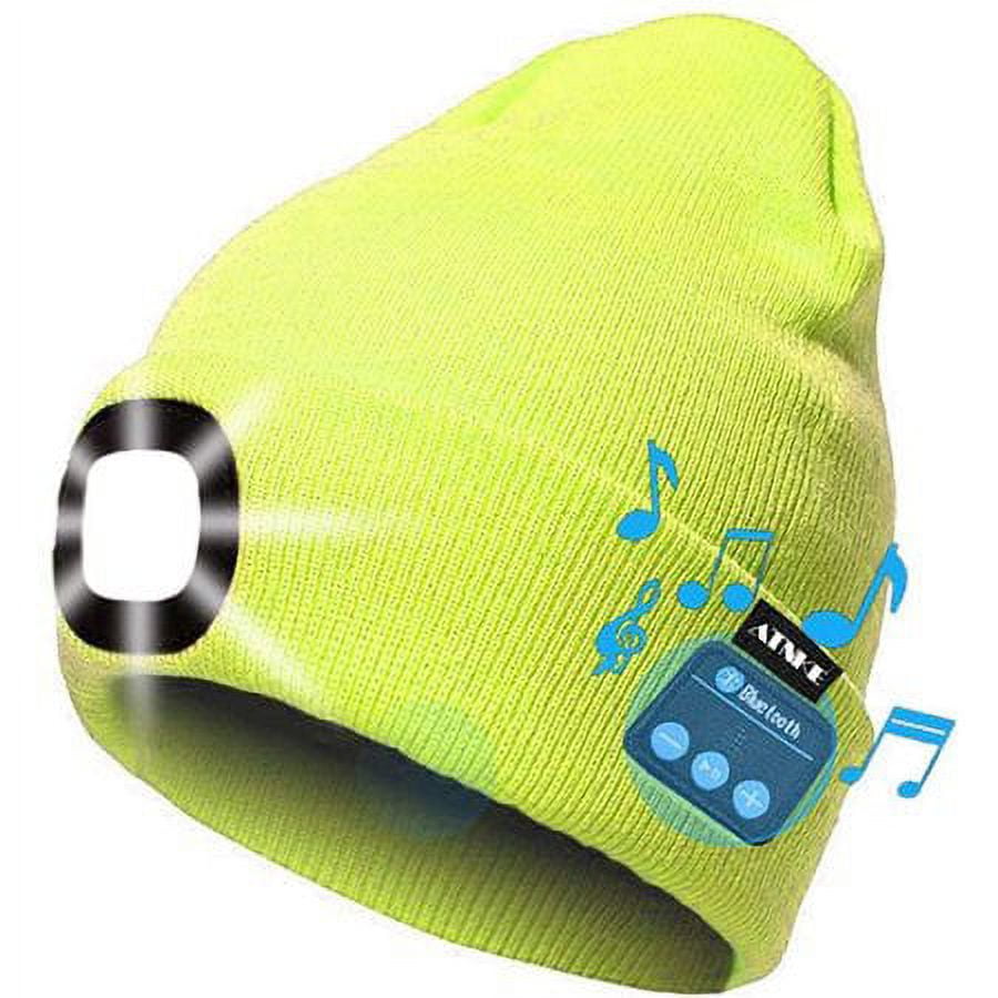 Bluetooth Beanie Hat with Light, Unisex USB Rechargeable LED Headlamp ...