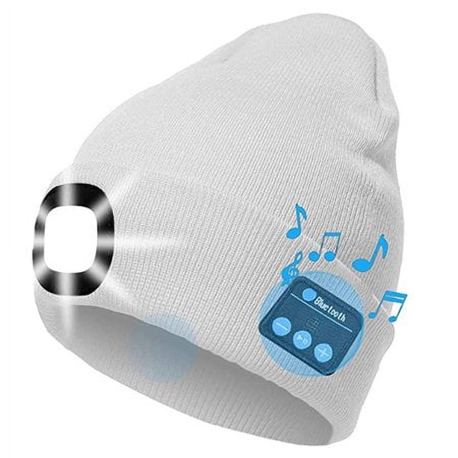 Bluetooth Beanie Hat with Light, Unisex USB Rechargeable LED Headlamp ...