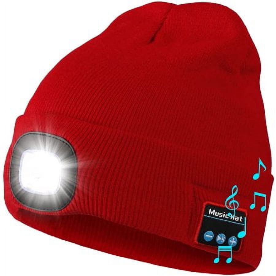 Bluetooth Beanie Hat with Light, Unisex USB Rechargeable LED Headlamp ...