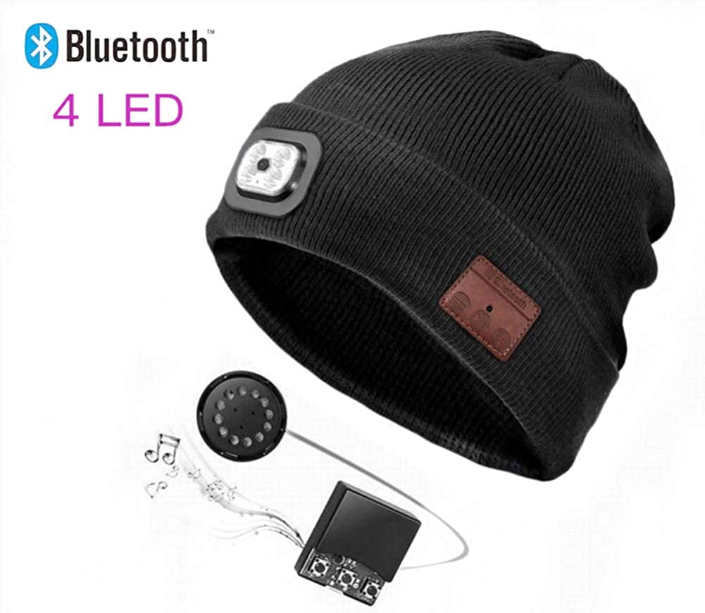 Bluetooth Beanie Hat with LED Headlight, Lighted Beanie Cap ...