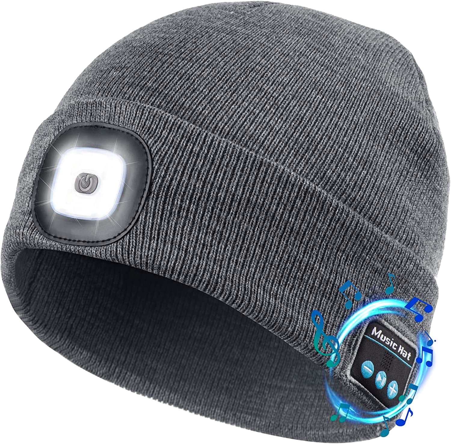 Bluetooth Beanie Hat with LED Light Wireless Headphones Music Beanie ...