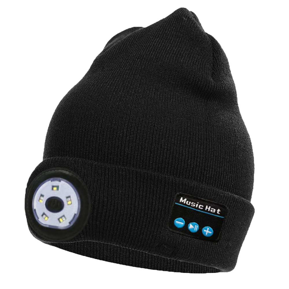 Bluetooth Beanie Hat With Light Uni USB Rechargeable Headlamp Cap Bluetooth Beanie Hat With Light Uni USB Rechargeable Headlamp Cap