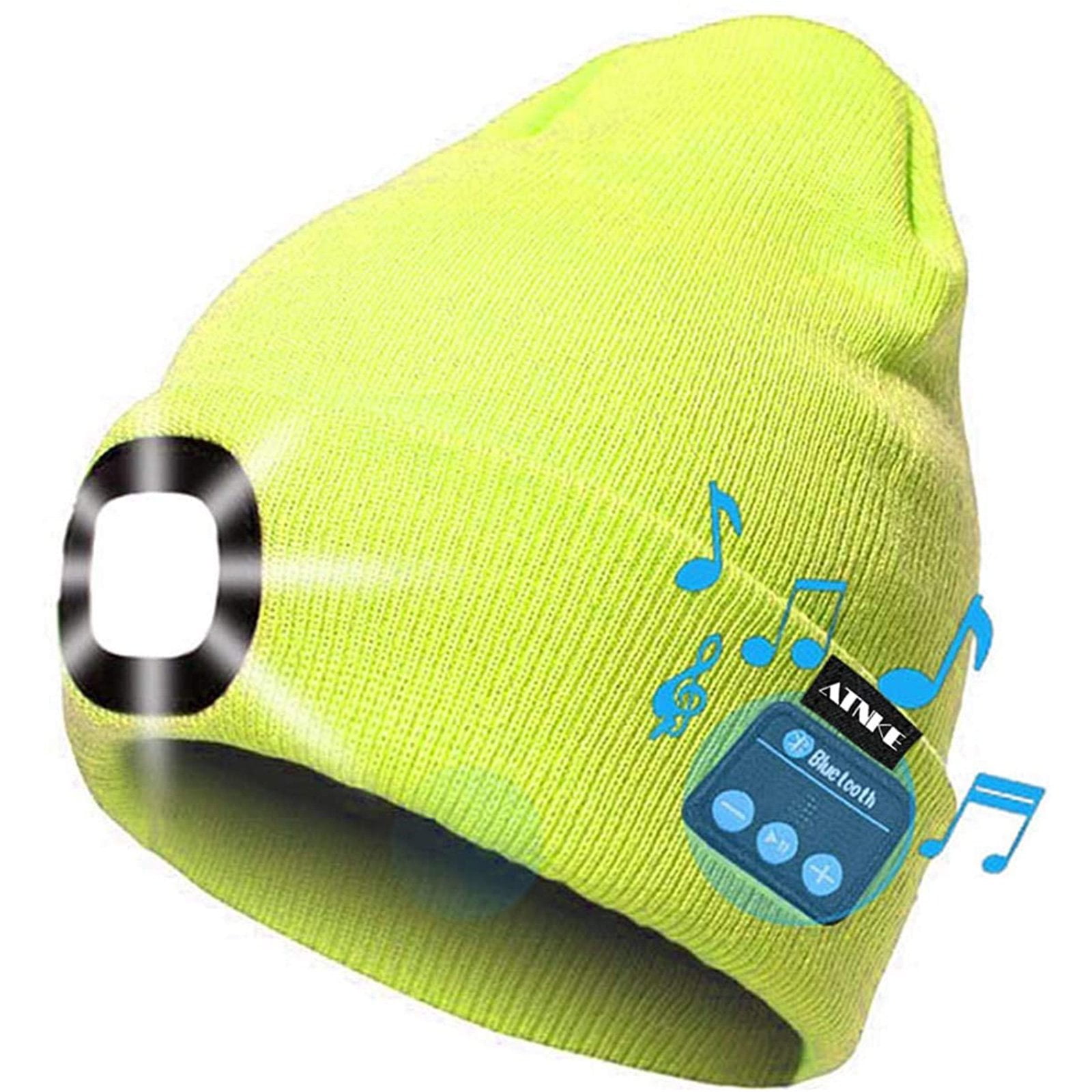 Bluetooth Beanie with Light Built-in Stereo Headphones Lighted Hat ...