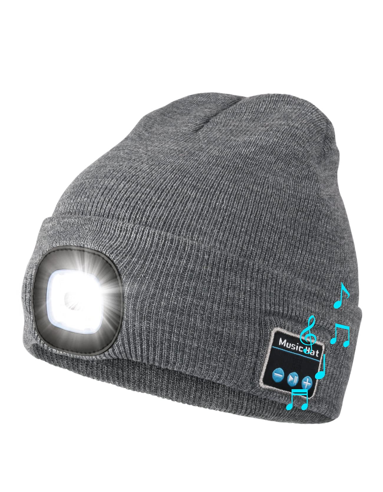Bluetooth Beanie with Light Built-in Stereo Headphones Lighted Hat ...