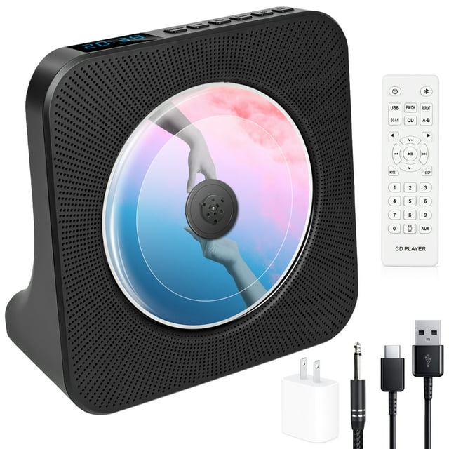 Bluetooth CD Player, Portable CD Player Supports FM Radio/AUX/USB/Alarm ...