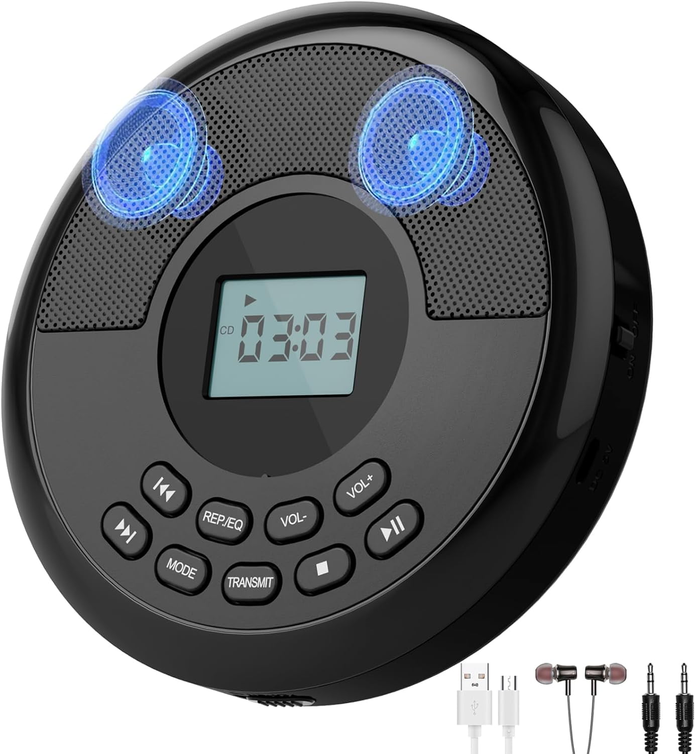 Bluetooth CD Player Portable Walkman with Headphones, Rechargeable CD ...