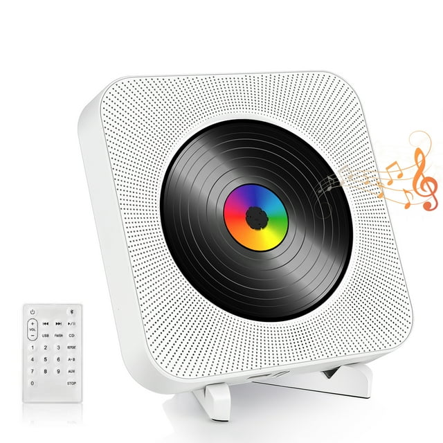 Bluetooth CD Player, Wall Mountable CD Player with Speakers, CD Player with FM Radio/Aux/USB ...