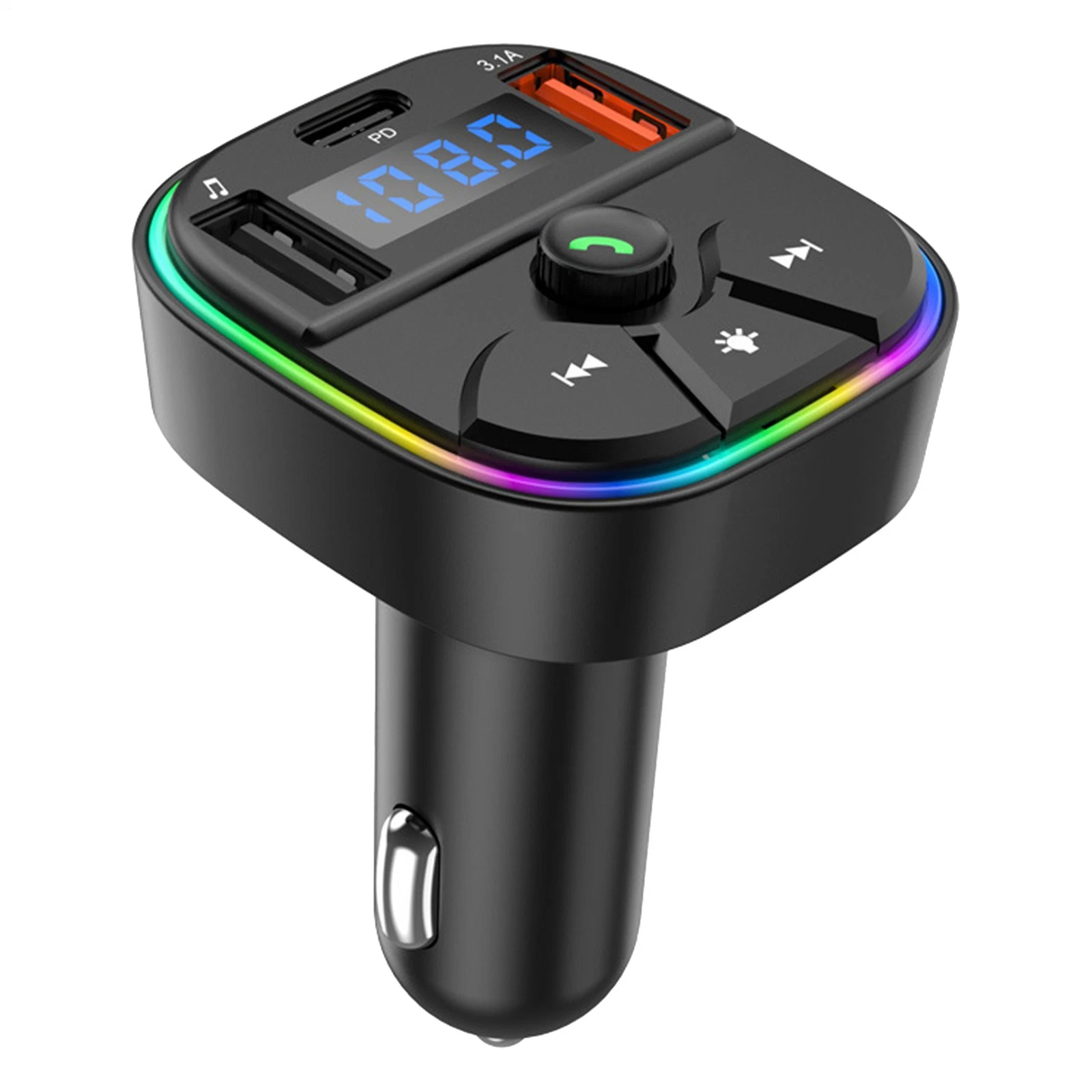 Bluetooth Car Wireless Fm Transmitter Adapter 2 Usb + Pd Port Phone ...