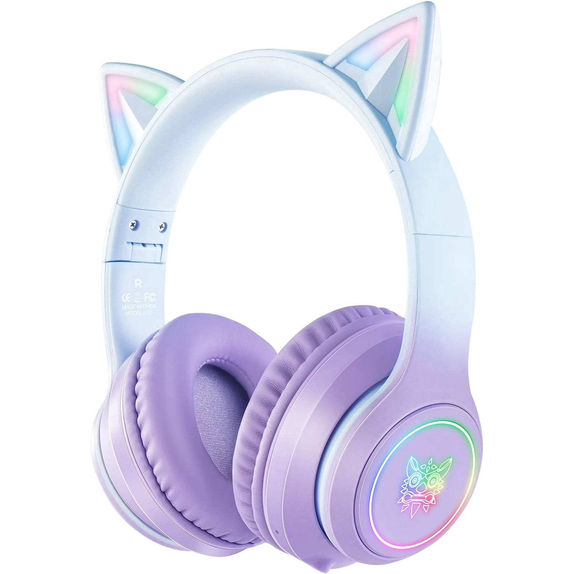 Bluetooth Cat Ear Headphones for Kids,Wireless & Wired Mode Foldable ...