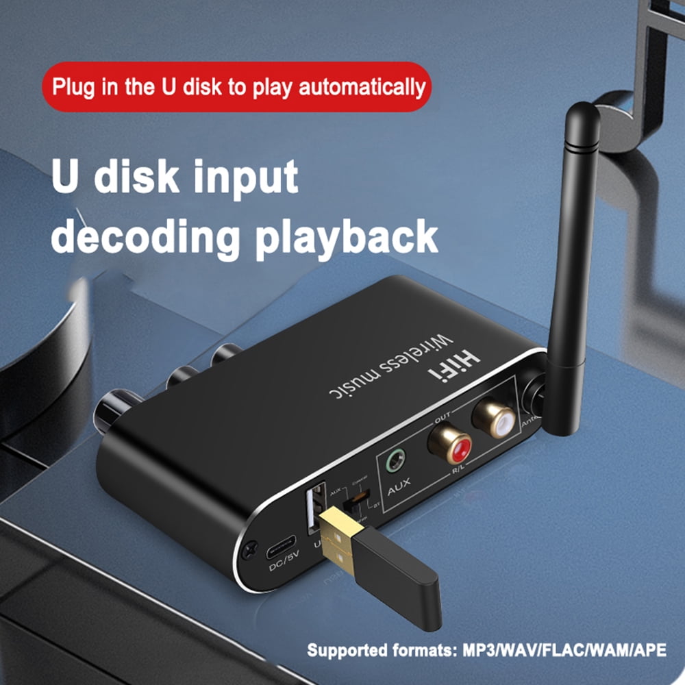 Bluetooth-Compatible 5.0 DAC Digital to Analog Audio Converter Adapter ...