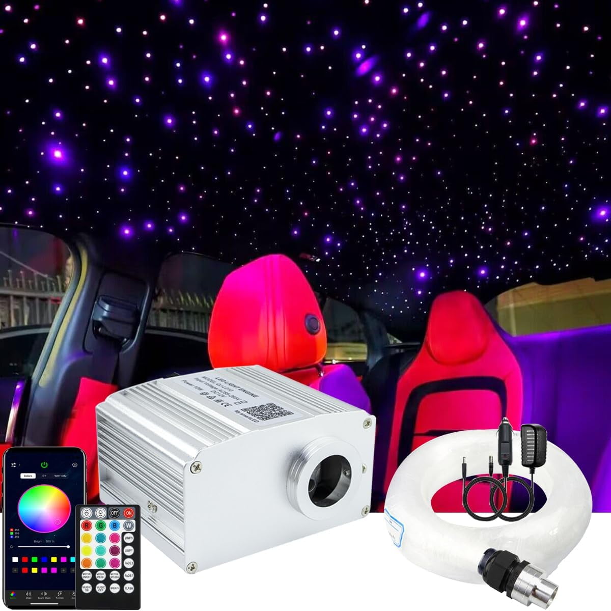Bluetooth Control 10W Twinkle Fiber Optic Lights Star Ceiling Light Kit ...