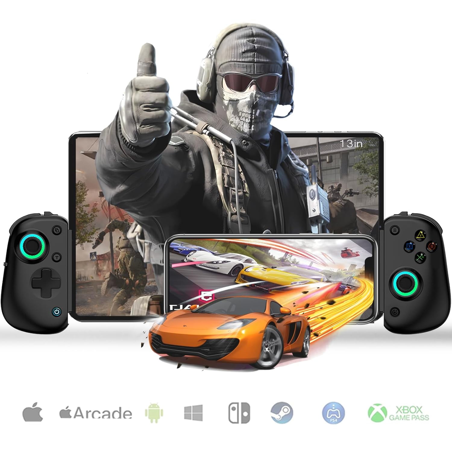 Bluetooth Controller D8 Pro for 12.9in iPad, Tablet, iOS/Android/PC ...