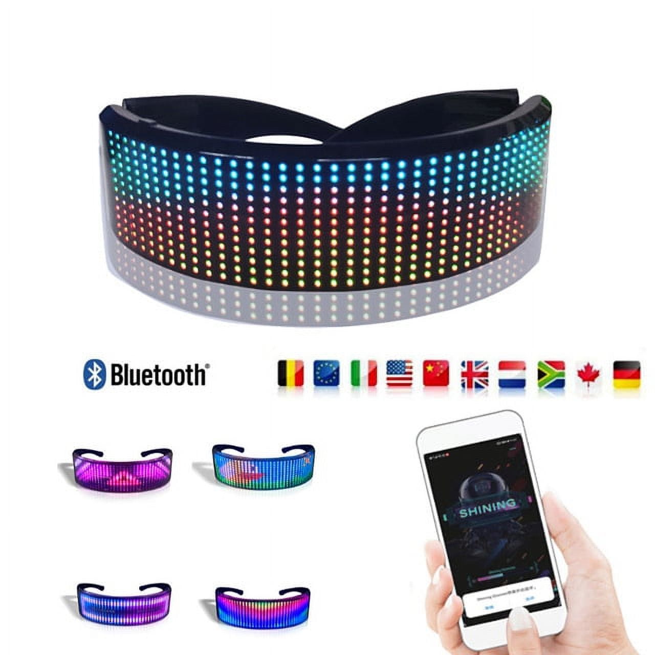 Bluetooth DIY Led Glasses Programmable Luminous Shining Glasses ...
