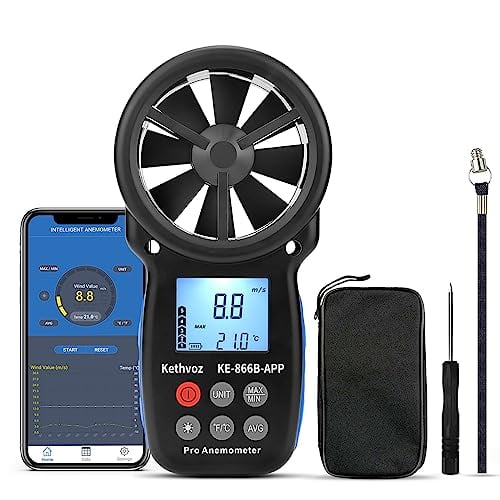 Bluetooth Digital Anemometer, Handheld Wind Speed Meter with Data ...