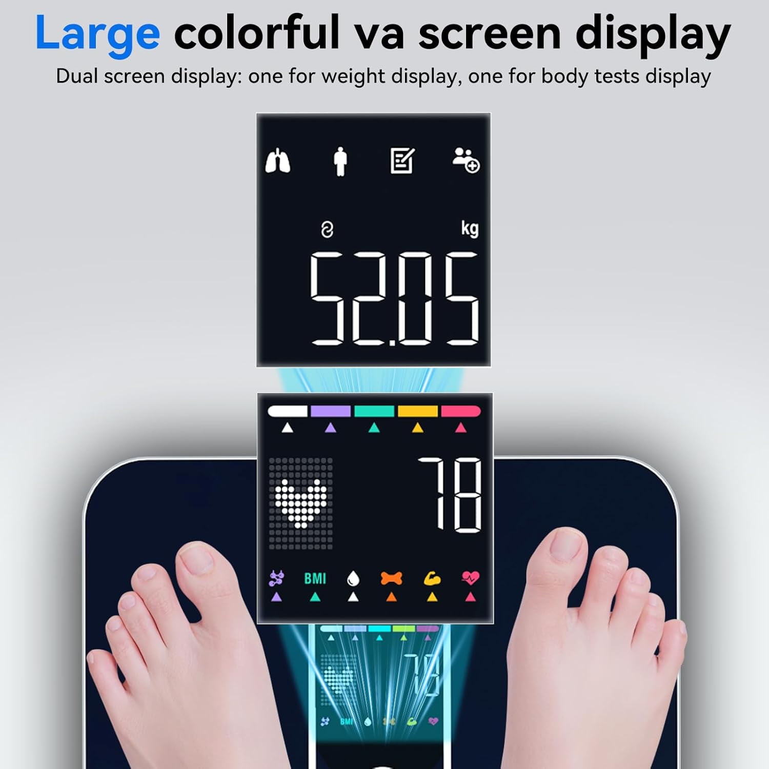 Bluetooth Digital Smart Scale for Body Weight, Accurate BMI Body Fat ...
