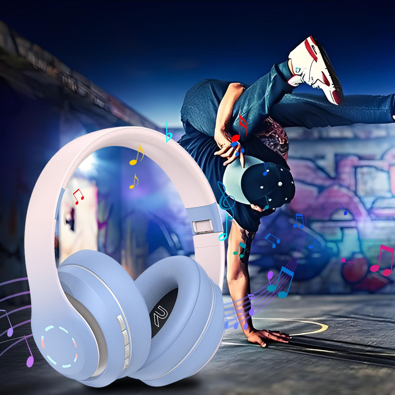 Bluetooth Earbuds,Cool Glowing Stereo,Sweatproof Lightweight Design for ...