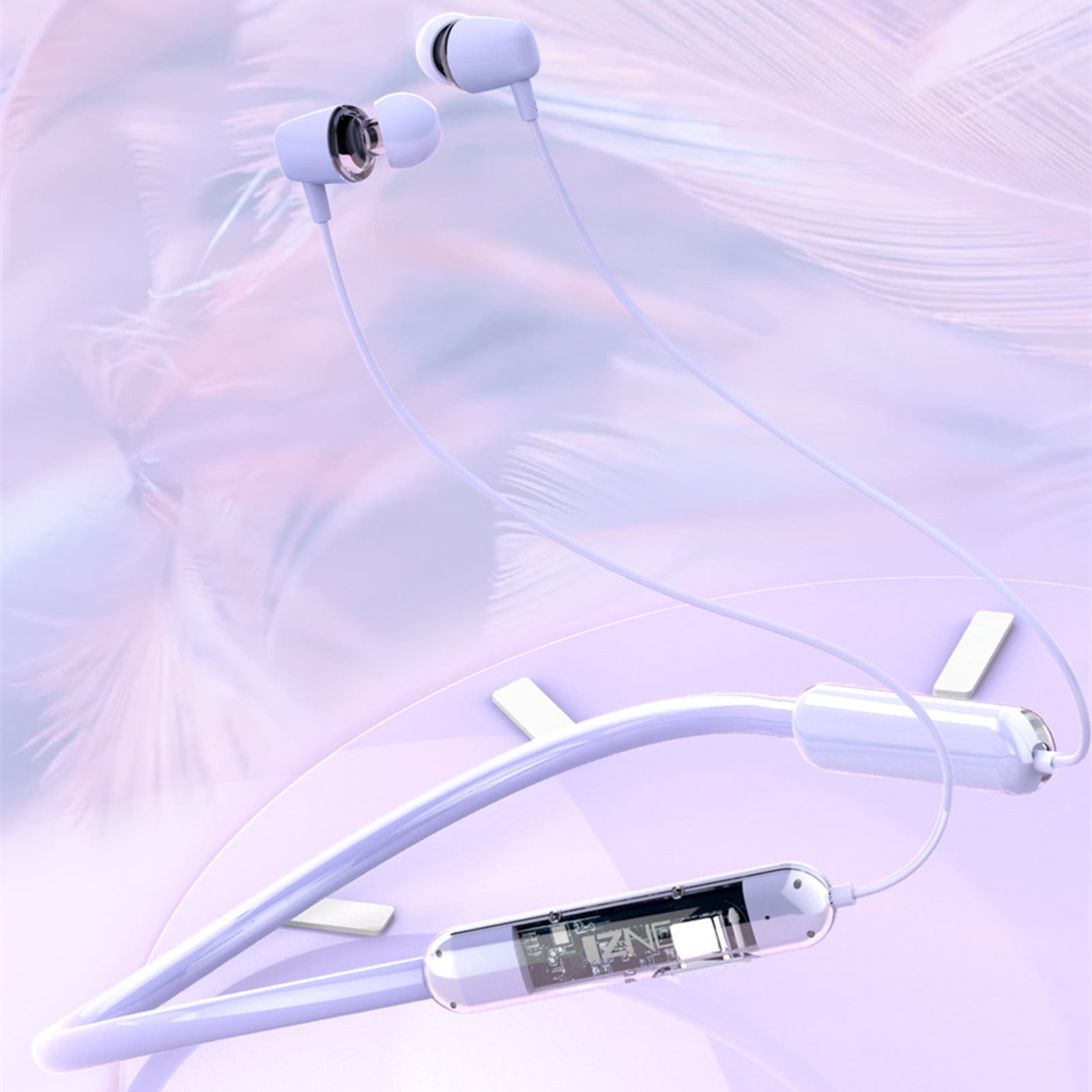 Bluetooth Earbuds, Hwkond Transparent Bin Hanging Neck Bluetooth ...