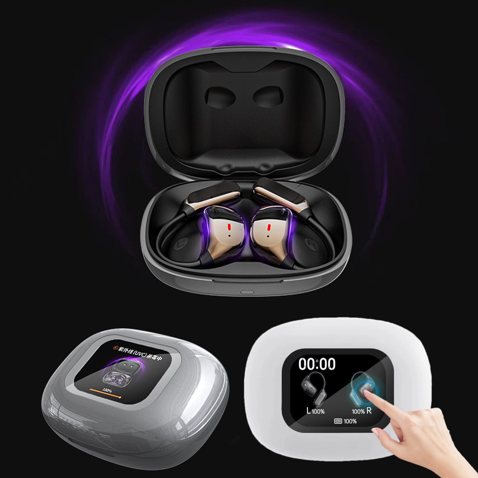 Bluetooth Earbuds, Open-Back Noise Cancellation, Transparent Display ...