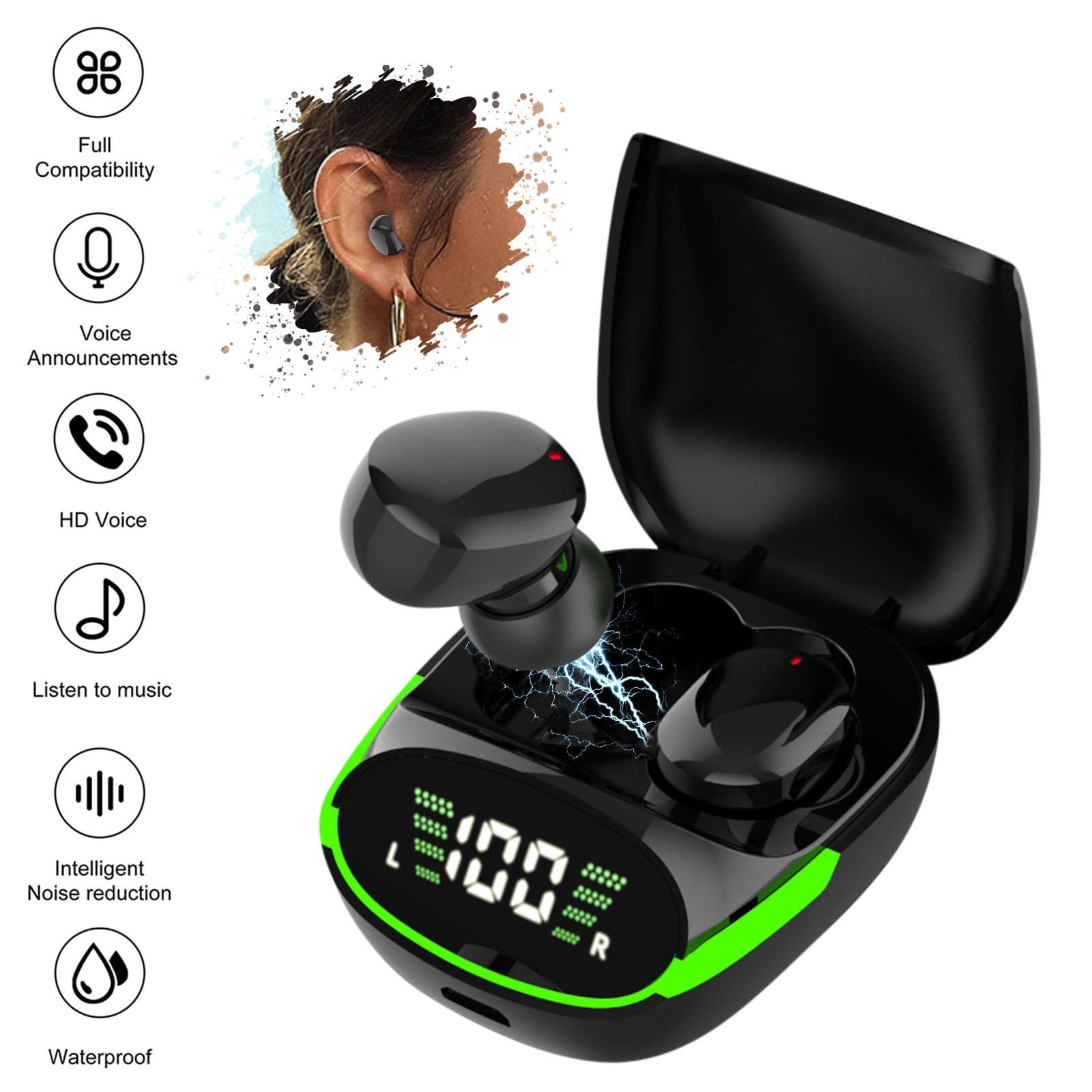 Bluetooth Earbuds Wireless Earbuds Bluetooth 5.1 Digital Display Noise ...