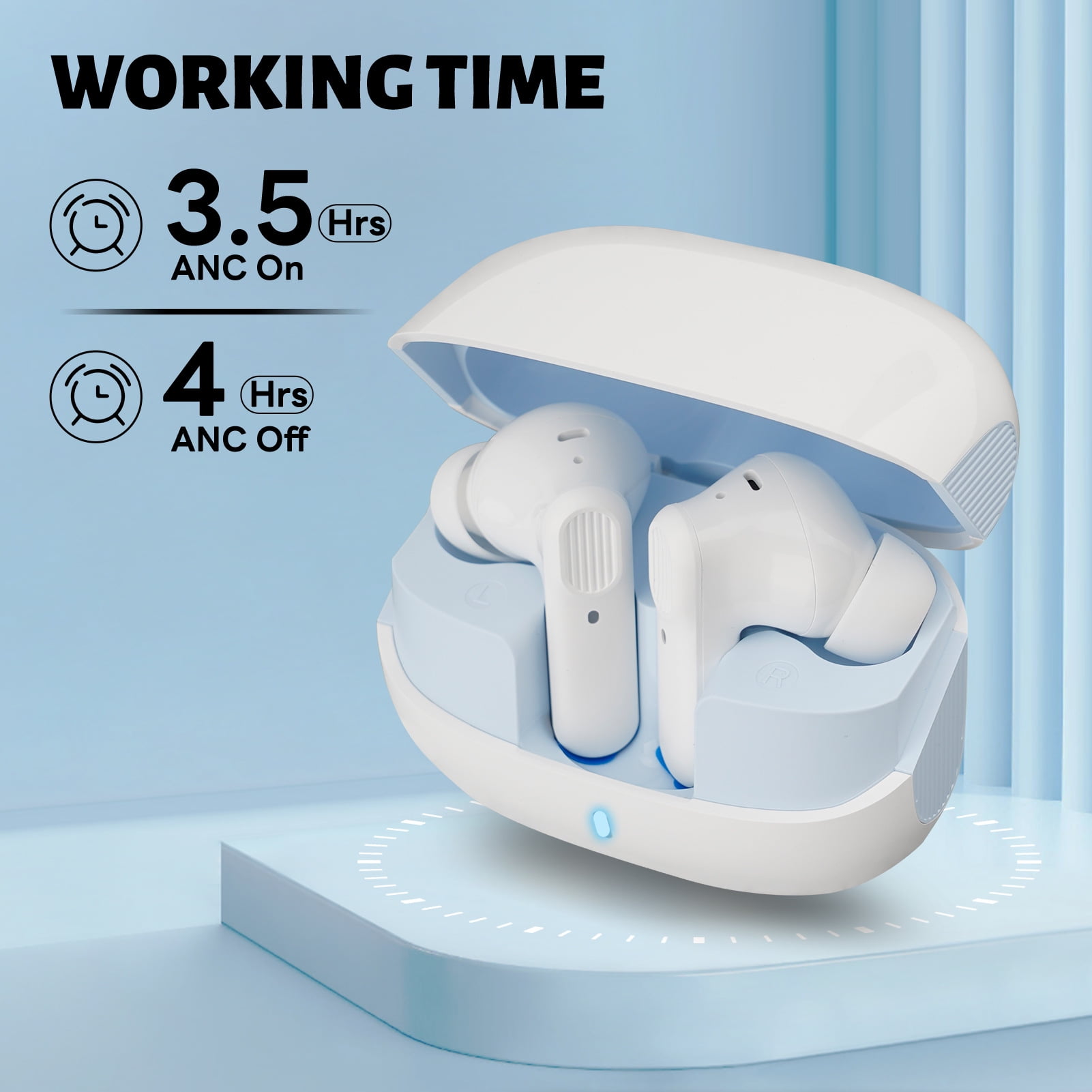 Bluetooth Earbuds with ANC+ENC Dual-Mic Noise Cancellation, Wireless ...