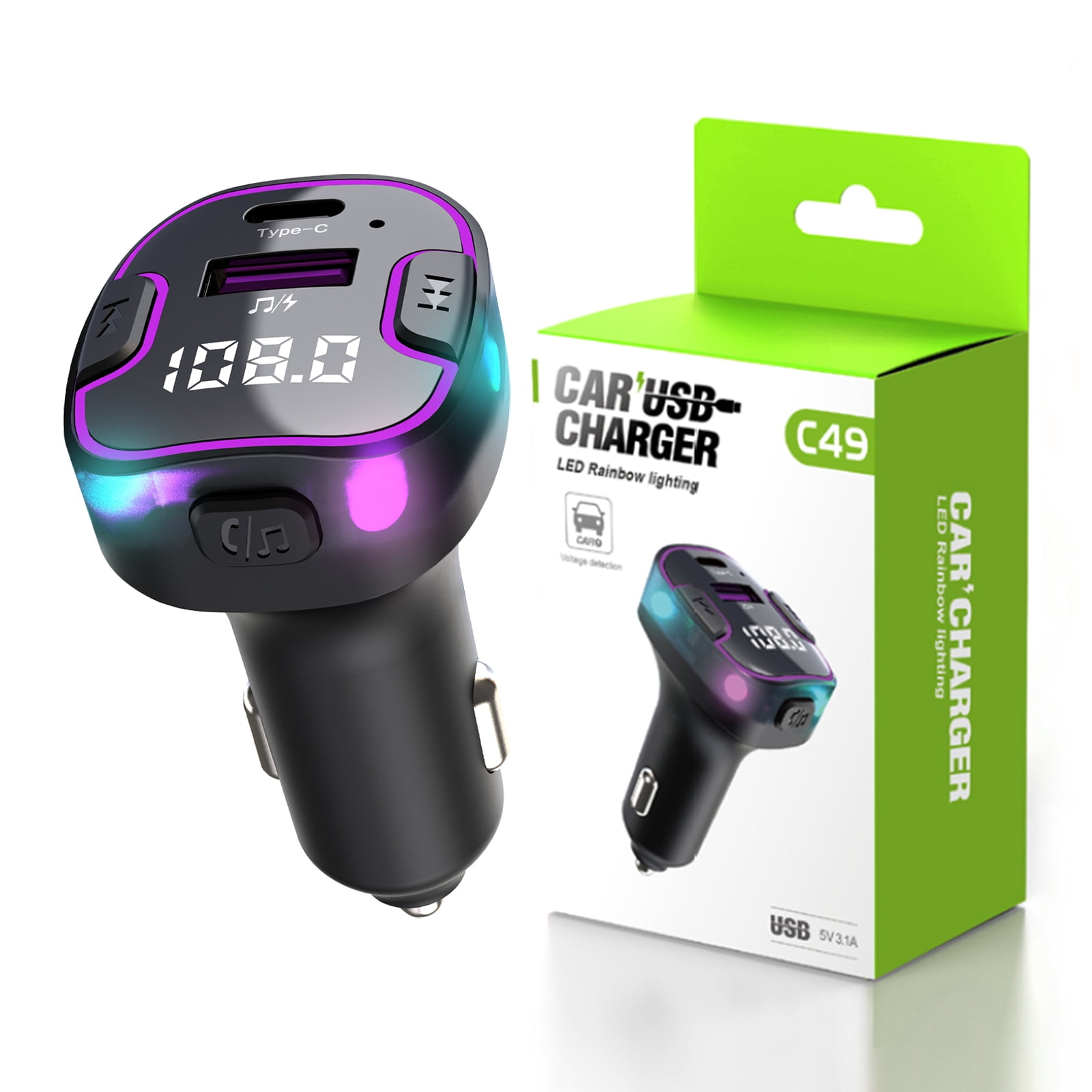 Bluetooth FM Transmitter for Car, Wireless Bluetooth 5.3 Car Adapter ...