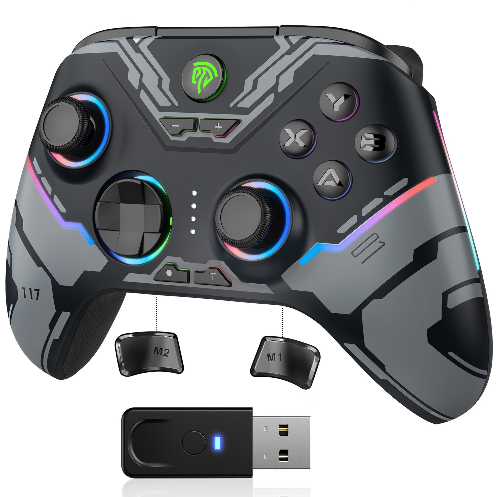 QUCOPRE Wireless Gamepad for PC, Switch, Android, iPhone, with RGB ...