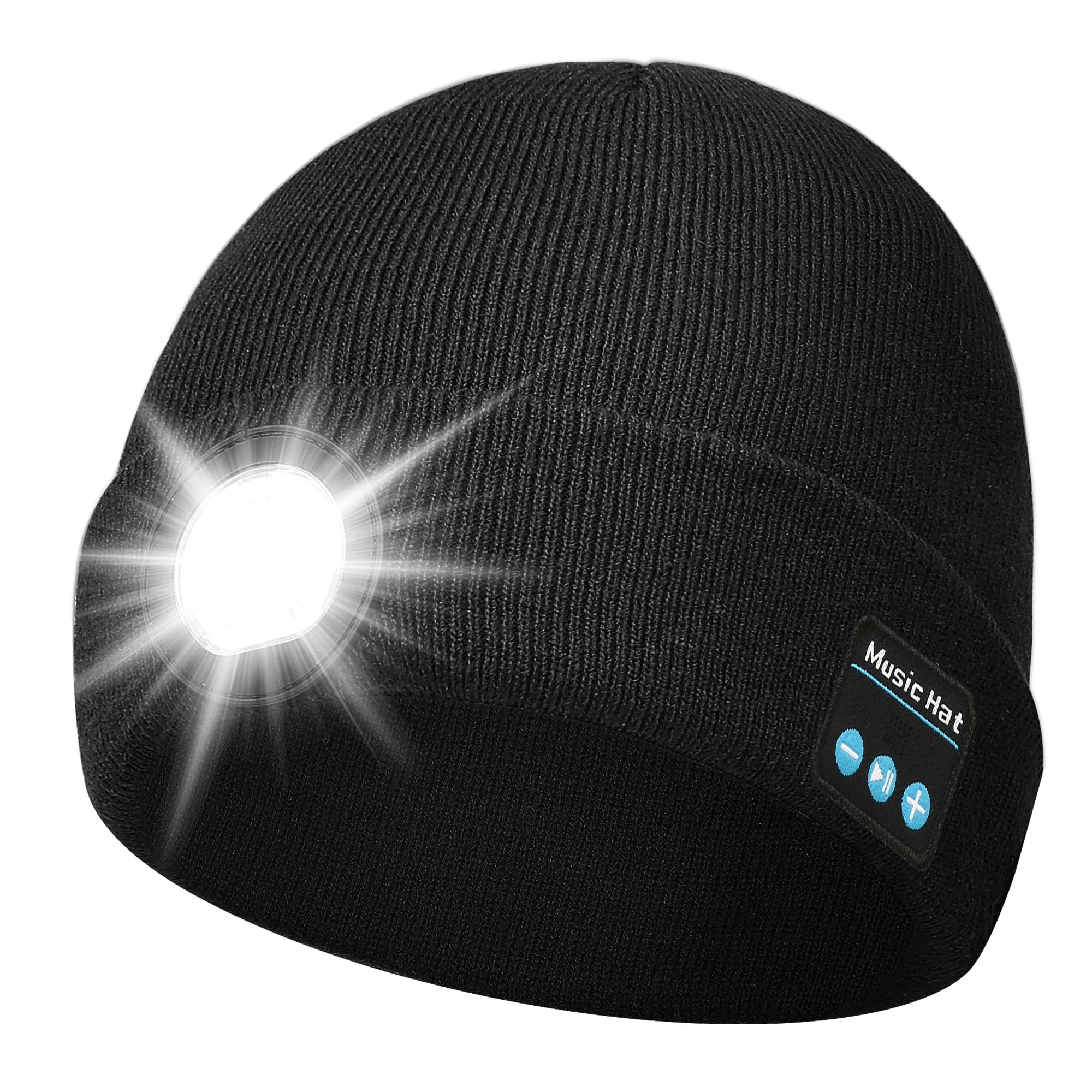 Peatop Unisex Bluetooth Beanie with 5 LED Light, USB Rechargeable ...