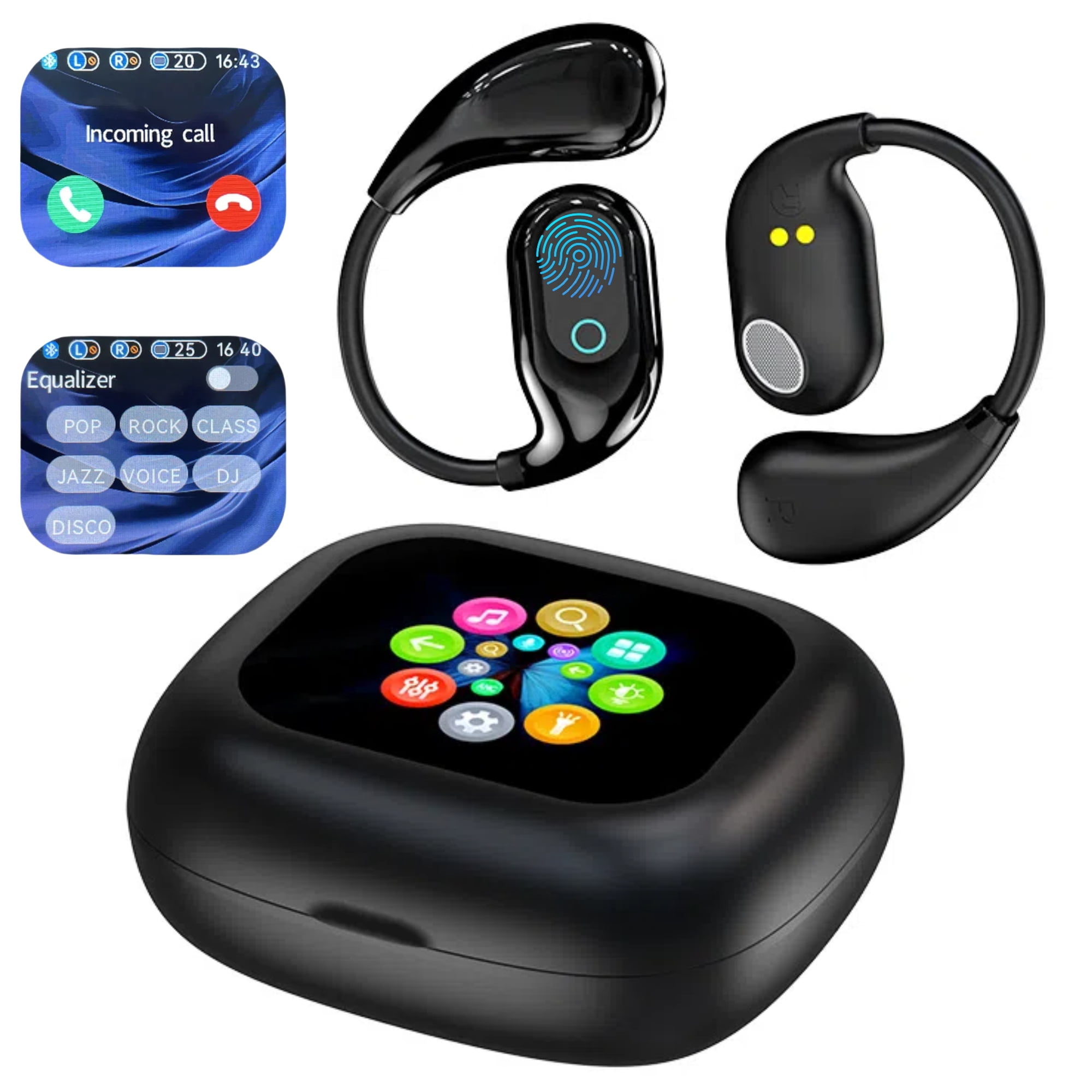 AHANSI Open Ear Wireless Earbuds Built in Mic with Ear Hooks 80H ...