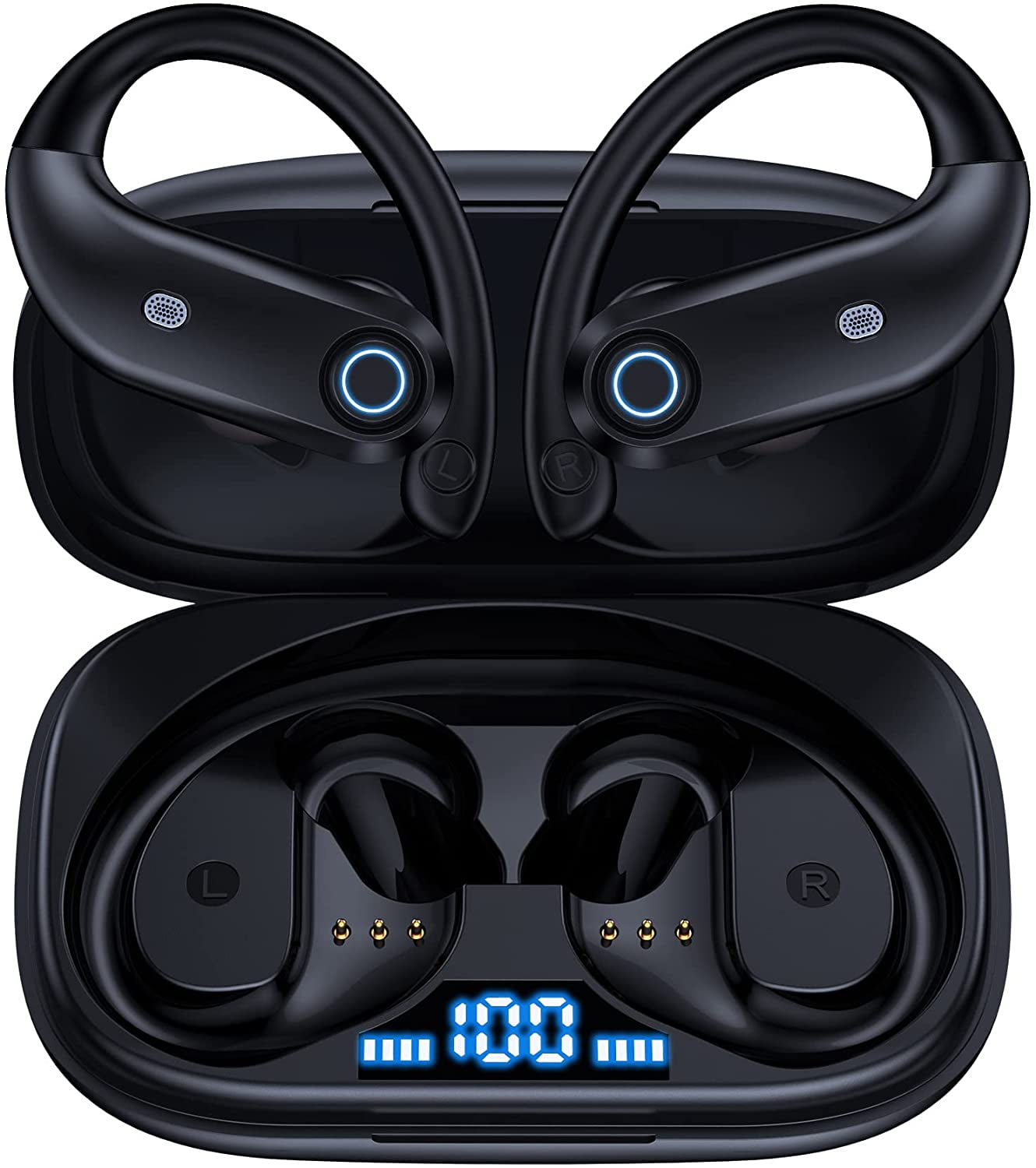 Bluetooth Cordless Earbuds with Microphone, 48Hrs Playback, Over Ear ...